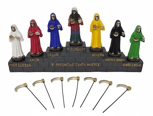 7 potencias Santa Muerte 6" x 13 " Altar Holy Death Grim Reaper Figure ...