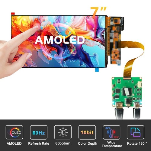 7 Inch OLED Display FHD 90Hz High Brightness IPS Touch Panel Raspberry ...