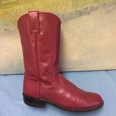 Justin 3752 Red Kipskin Leather Roper Western Wear Womens Boots Sz 5.5B ...