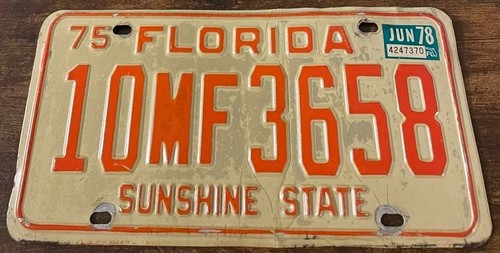 Vintage Florida 1975 1978 Dealer License Plate 10MF3658 | eBay