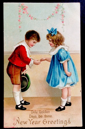 Ellen Clapsaddle New Year Greetings Postcard Only Golden Days Be Thine ...