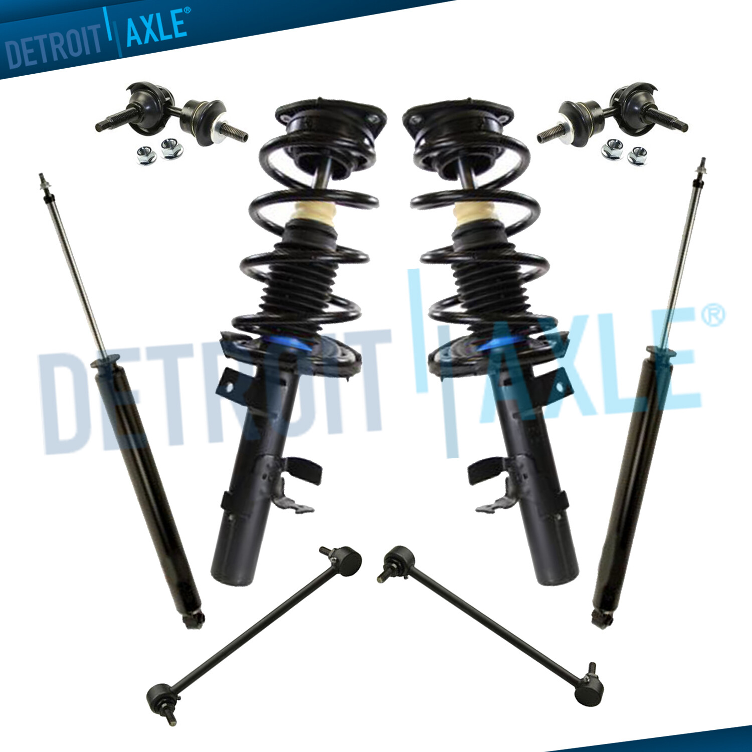 Front Struts w/ Coil Spring + Rear Shock + Sway Bars for 2012 2013 Ford ...