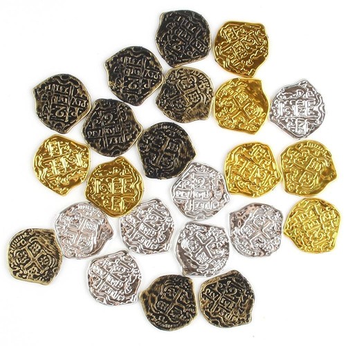 100PCS Photo Props Plastic Game Currency Gold Silver Toy Coins ...