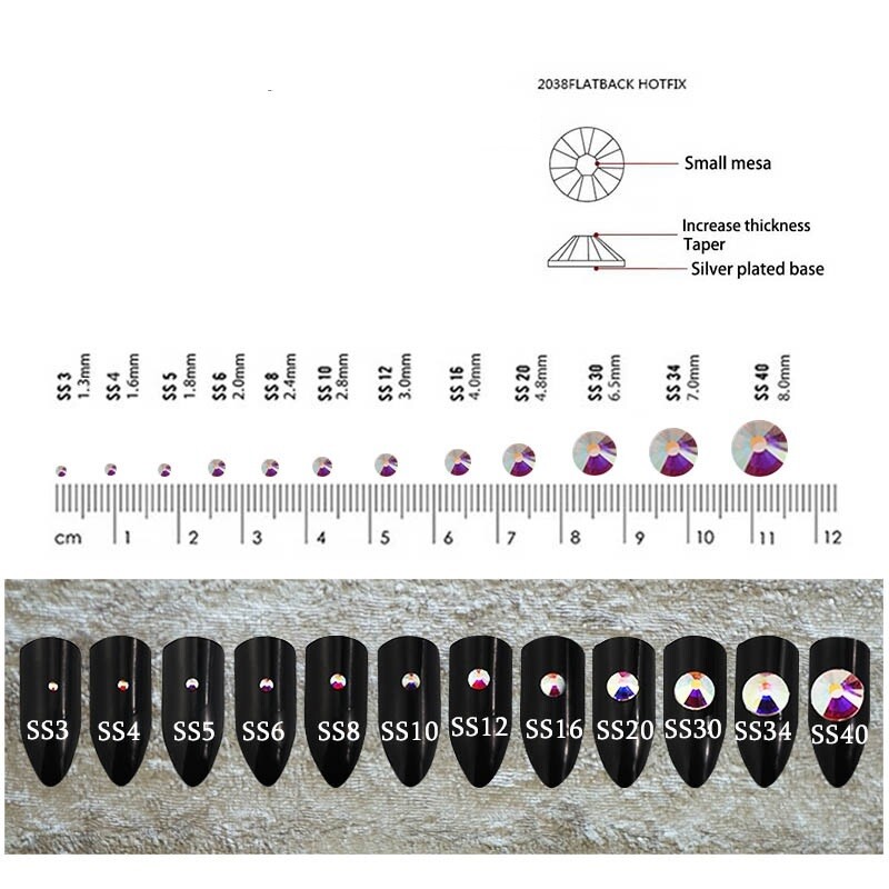 1440pcs SS16(4mm) Crystals Glass Rhinestones Flatback Gems for Nails ...