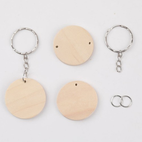 Round Wood Keychain Blank Keyrings Pendants Child Keychains Blanks | eBay