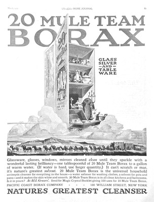 1922 Ad 20 Mule Team Borax Nature's Greatest Cleanser 10-1/2 X 13-3/4 ...