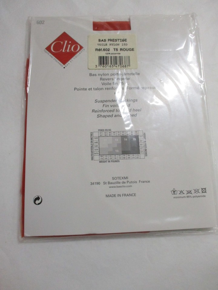 1PR VINTAGE CLIO FRENC RHT SHEER SHINY FLAT KNIT NYLON STOCKINGS 11 ...