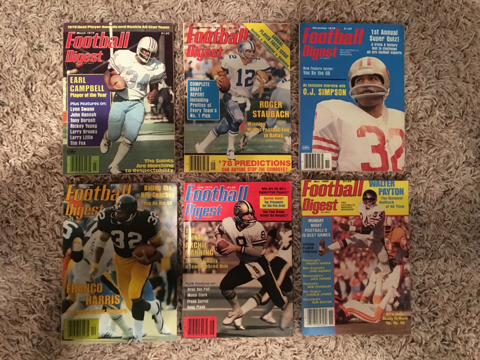 Lot of 27 Pro Football Digest Magazines (1976-1983) Payton / Campbell ...