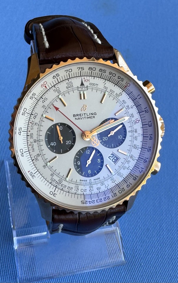 Breitling Navitimer. Box, Rose Gold. 46m. Panda dial. Box, Manual ...