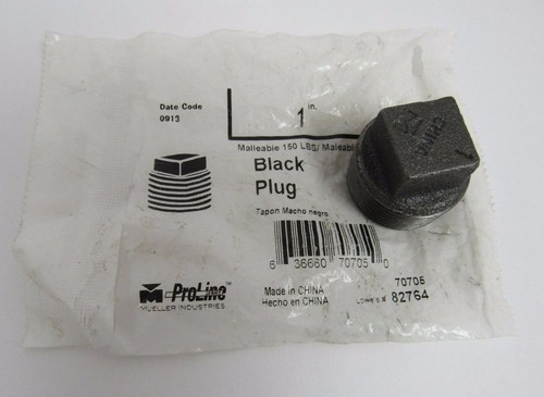 MUELLER PROLINE 1" MALLEABLE 150 LBS BLACK IRON PLUG 70705 | eBay