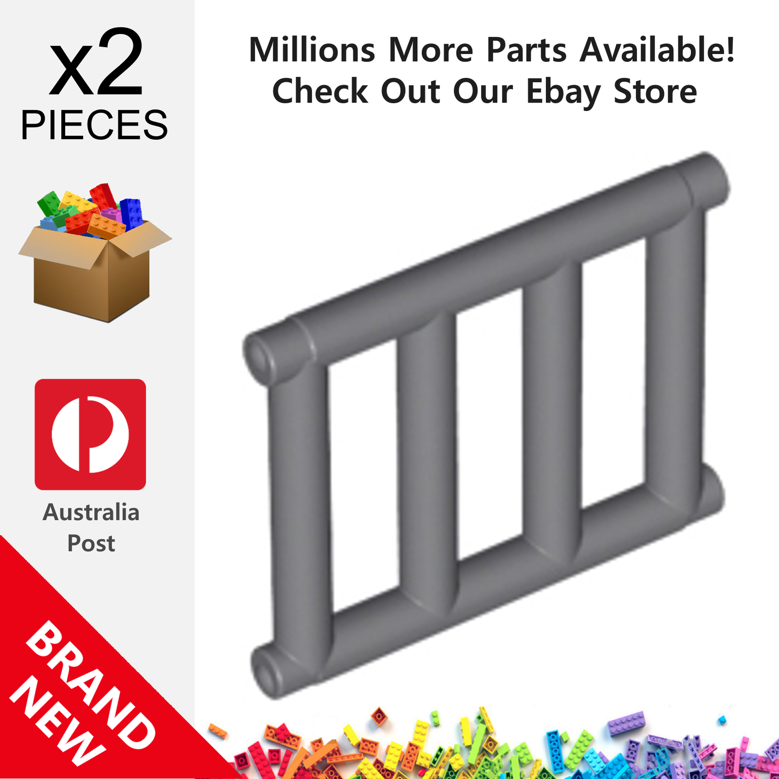 2x Genuine LEGO™ - Bar 1 x 4 x 3 Grille with End Protrusions - 62113 ...