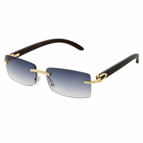 Retro Wood Buffs Vintage Style 90s Gangster Rimless Clear Lens Square ...