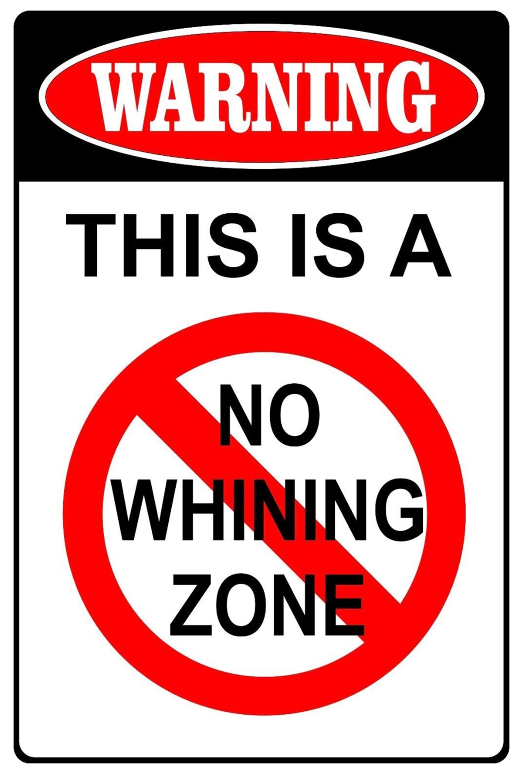 This Is A No Whining Zone Funny 8" x 12" Aluminum Metal Sign | eBay