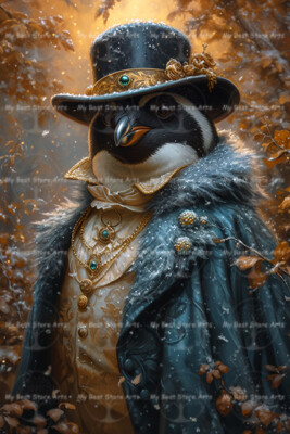 ELEGANT PENGUIN FINE ART PRINT, Winter Wall Decor, Victorian Bird ...
