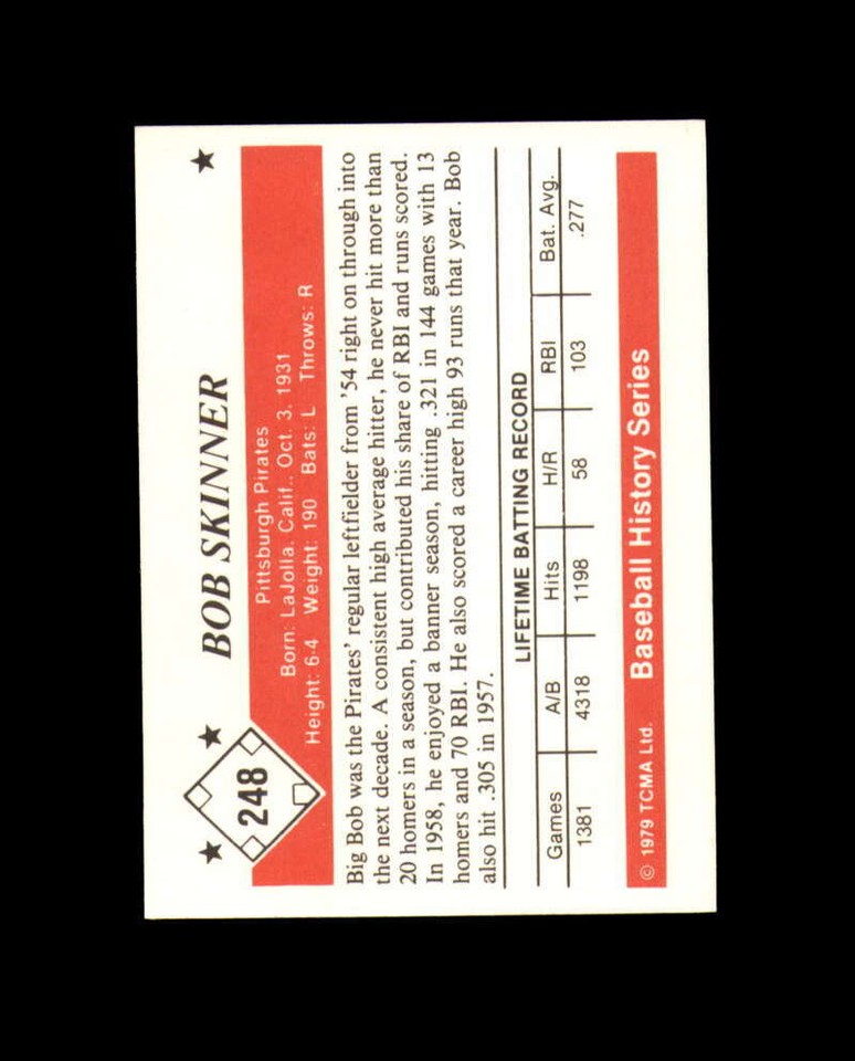 Bob Skinner Signed 1979 TCMA Baseball History Pittsburgh Pirates ...