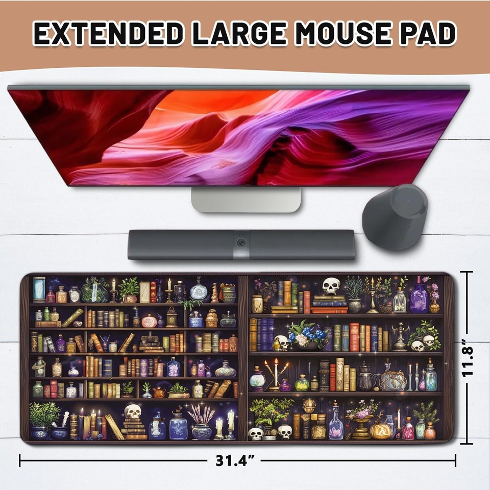 Bookshelf Gaming Mouse Pads, Library Book Computer Keyboard Mousepad ...