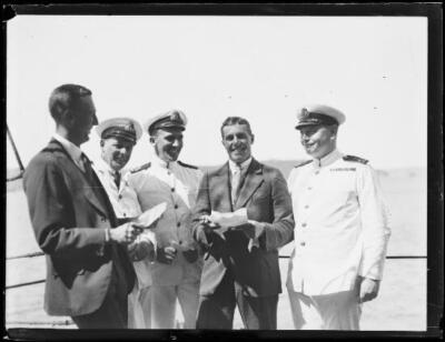 Three sea officers and two men on board the HMS Herald NSW 1930 1 Old ...