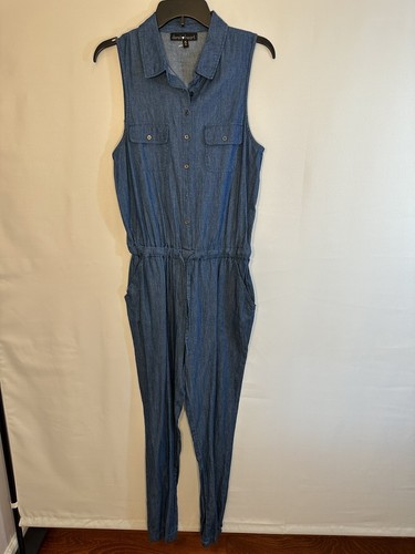 Derek Heart Jumpsuit Jumper Romper Chambray Denim Womens Size M ...