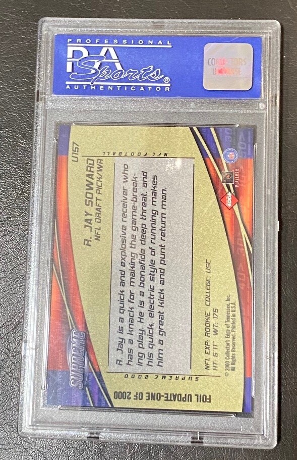 2000 Collector's Edge Supreme🏈#U157 R. Jay Soward RC💥Rookie Update PSA ...