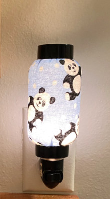 Sky Blue cute panda fabric wall plug-in Night Light Nursery Bedside ...