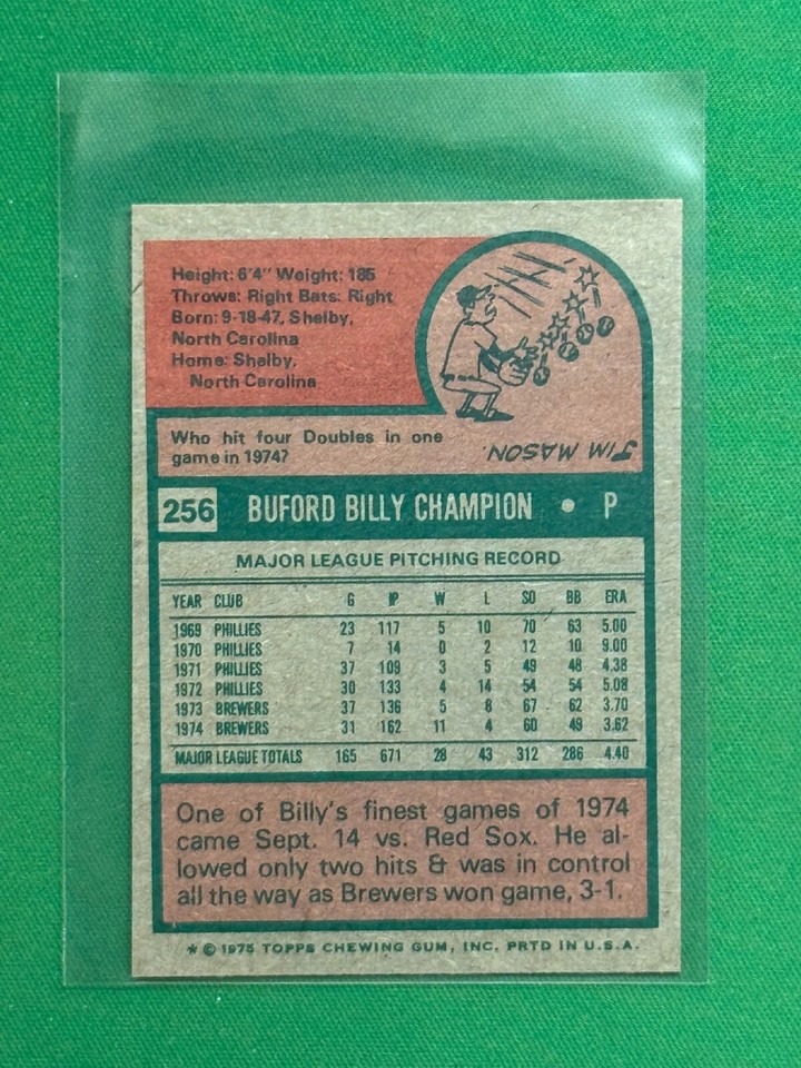 1975 Topps Mini Baseball #256 Billy Champion | eBay
