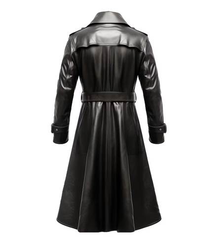 Mens Black Double Breasted Trench Penney Lane Long Gothic Overcoat ...