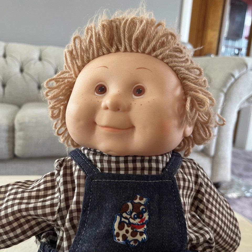 Vtg 1983 Blue Box Toy Company Boy In Plaid Shirt And Denim Overalls ...