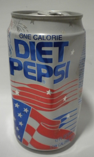 Vintage SEALED FULL 1990s Diet Pepsi Can American Flag NutraSweet Soda ...