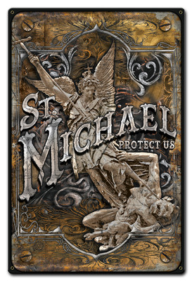 St. Michael Protect Us Metal Sign - Hand Made in the USA with American ...
