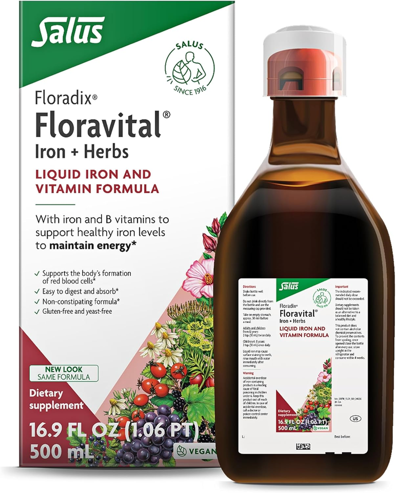 Floradix Floravital Liquid Iron & Vitamins Formula Supplement B Complex ...