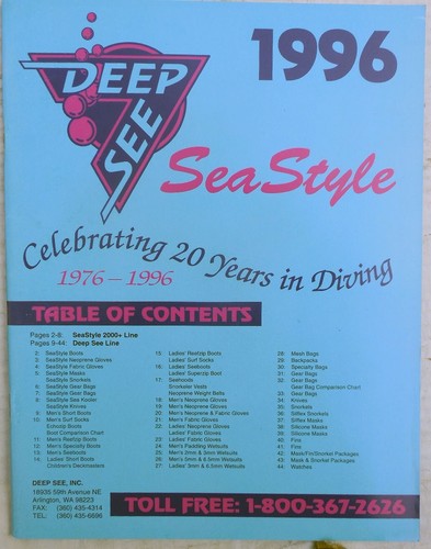 1996 DEEP SEE SEA STYLE SCUBA DIVING EQUIPMENT CATALOG- 20TH ...