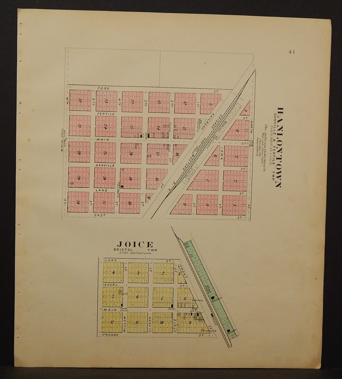 Iowa Worth County Map Hanlonton Joice 1913 L13#32 | eBay