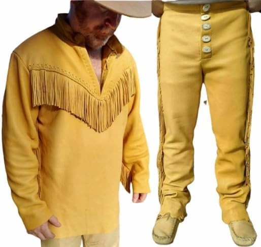 Old West, Mountain Man Gold Buckskin Fringed Shirt & Trouser ...