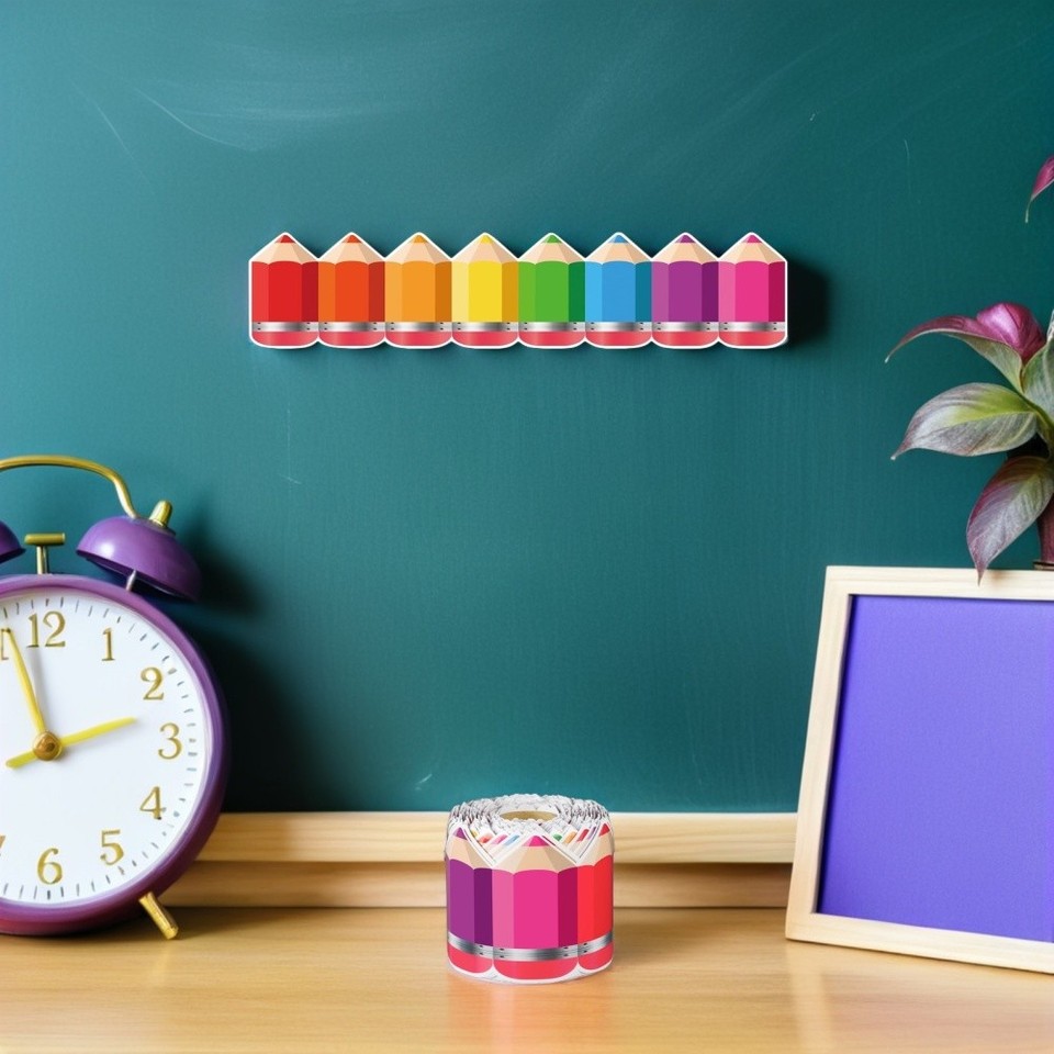 4 Rolls Simulated Pencil Border Stickers Bulletin Board for Classroom ...