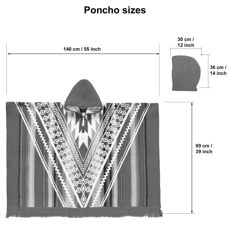 Alpaca wool Hooded Poncho Unisex Aztec pattern all seasons boho hippie ...