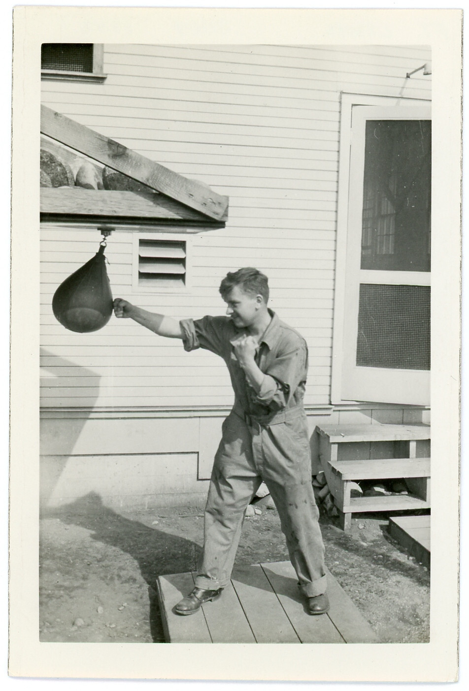 Fort Lewis Soldier Boxing Speed Punching Bag Vtg Photo WW2 Military ...