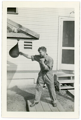 Fort Lewis Soldier Boxing Speed Punching Bag Vtg Photo WW2 Military ...