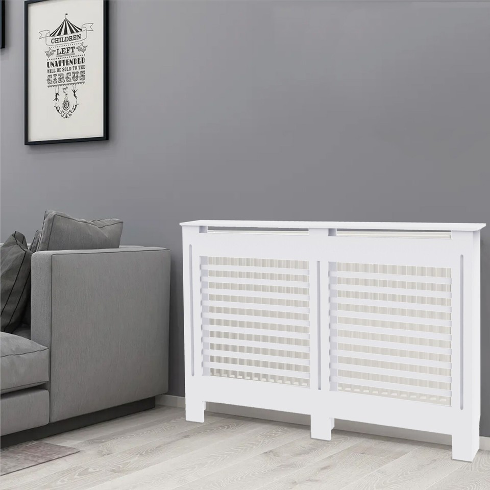 91/100cm Internal Radiator Cover MDF Modern Cabinet Slatted High ...