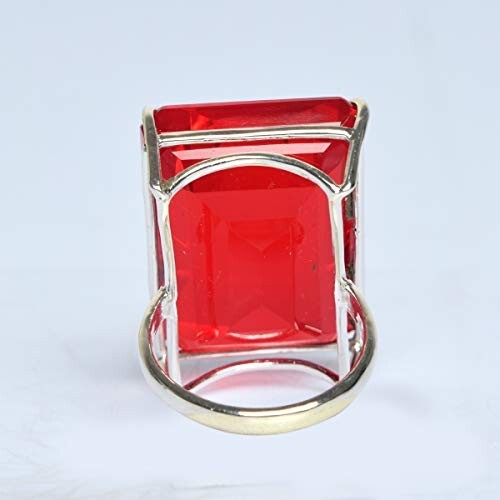 60ct Emerald Cut Red Topaz Ring 925 Sterling Silver Jewelry Gift For ...
