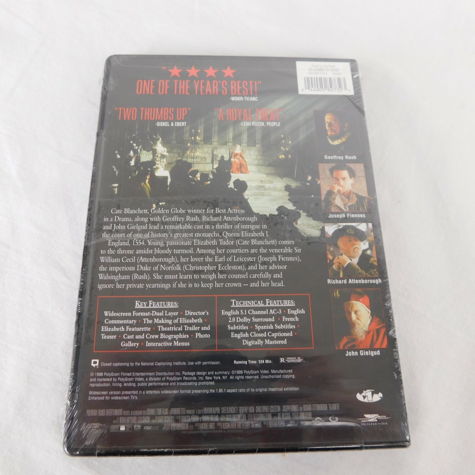 Elizabeth DVD 1999 Polygram Video Cate Blanchett Geoffrey Rush Joseph ...