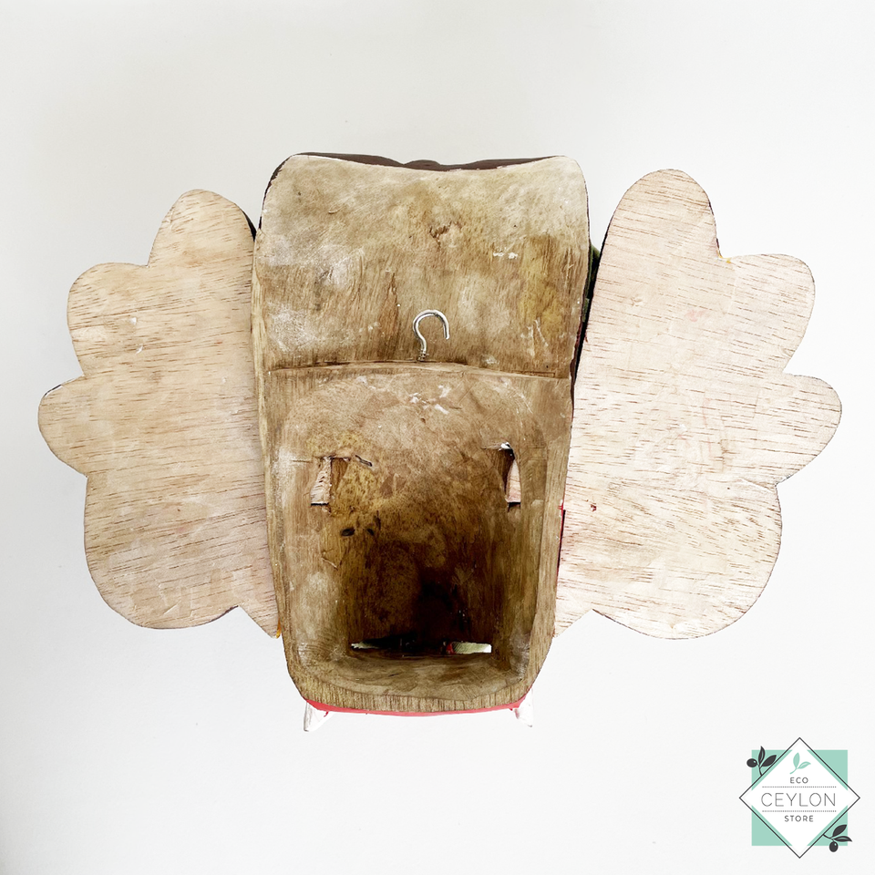 Wooden Hand Carved Snake Colorful Wall Decor Mask Sri Lankan Naga ...