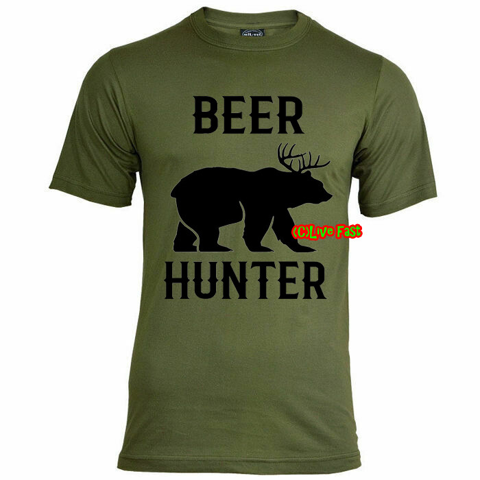BEER HUNTER T SHIRT funny alcohol alcoholic deer bear hunting humor | eBay