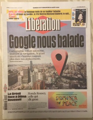 journal Liberation 15/08/2015 google Rousseff Japon Brésil Angot | eBay