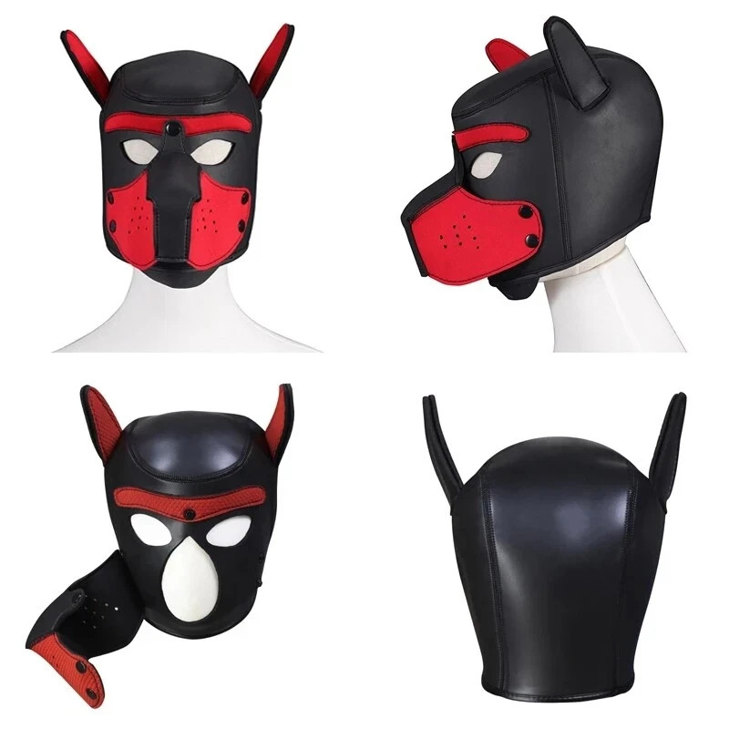 NEW Puppy Dog Mask Play Women Men Matching Roleplay Head Hood Props ...