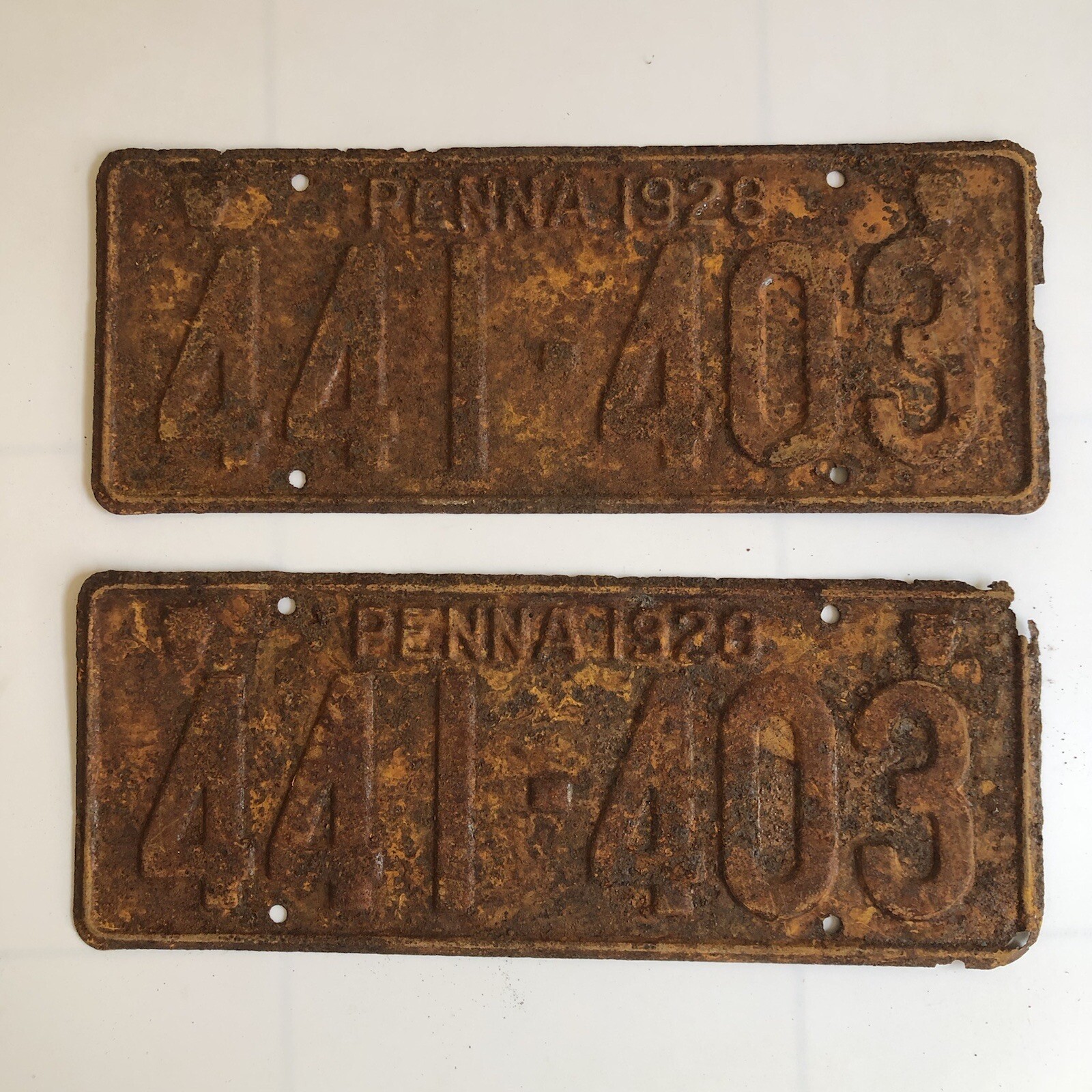 1926 Antique Vintage Pennsylvania License Plate Pair Penna PA 441-403 ...