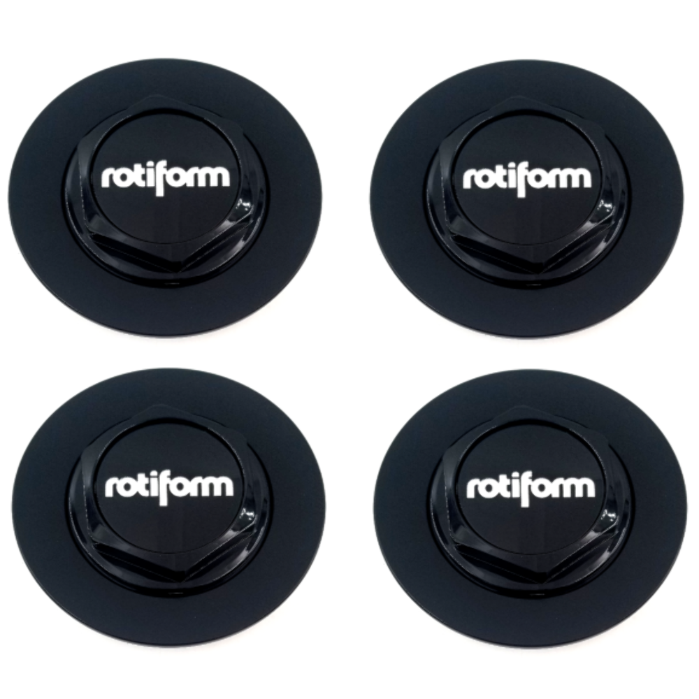 Set of 4 Rotiform Black 3/4/5 Lug Wheel Center Hub Cap Assembly R161 ...