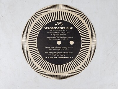 Vintage JFD Stroboscpe Disc 33-1/3 78 RPM 60 Cycles Turntable AS IS | eBay