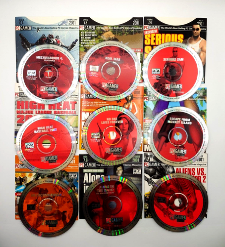 Lot of 9 PC Gamer Demo Discs 2001 Aliens vs Predator, Alone in the Dark ...