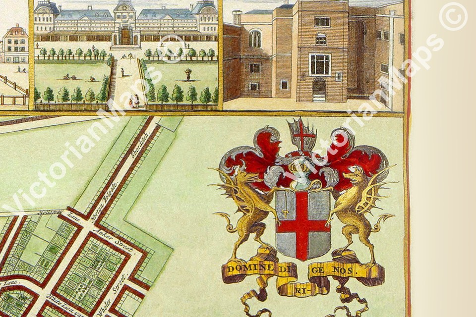 antique 17th century Mary Stuart LONDON guide map W Hollar 1688 art ...