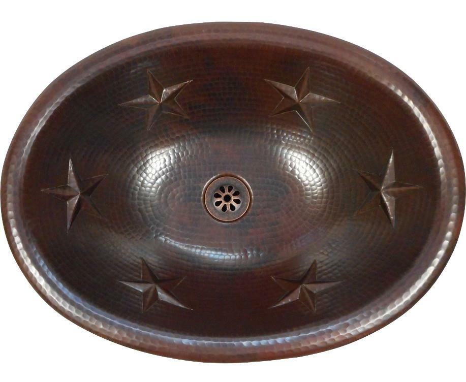 19" Oval Drop in / Vessel Sink with STAR Design plus 2 Handle Faucet ...